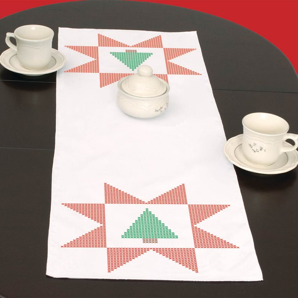 Cross-Stitch Christmas Tree Table Runner - Jack Dempsey Needle Art