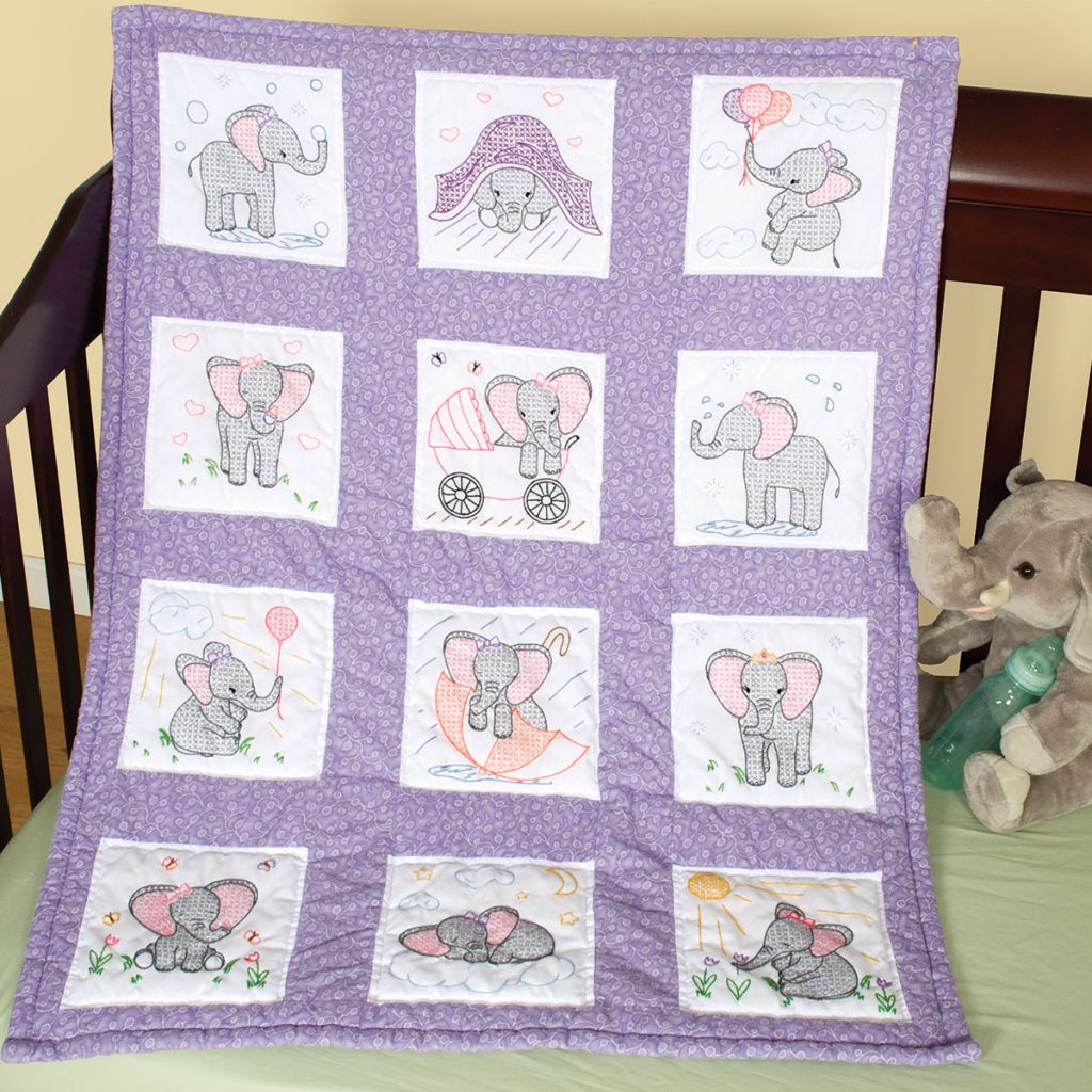 Elephants Nursery Quilt Blocks - Jack Dempsey Needle Art