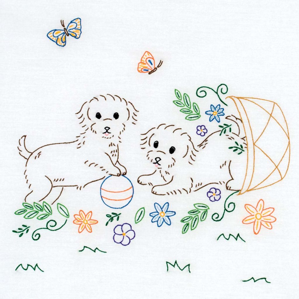 Puppies 18″ Quilt Blocks - Jack Dempsey Needle Art