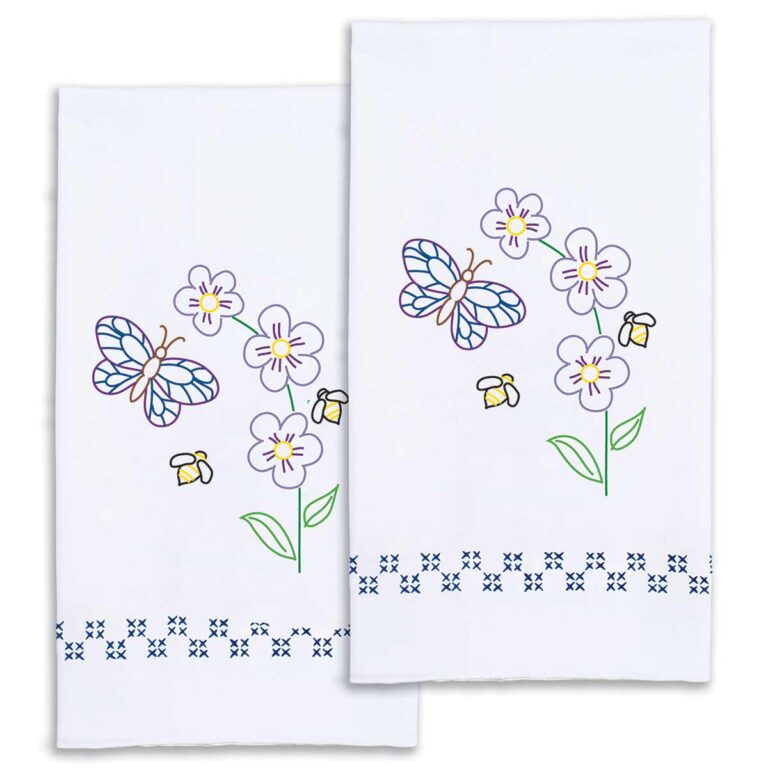 Flowers & Butterflies Perle Edge Pillowcases - Jack Dempsey Needle Art