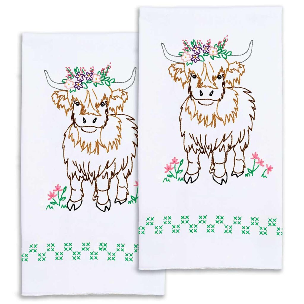 Highland Cow Decorative Hand Towels - Jack Dempsey Needle Art