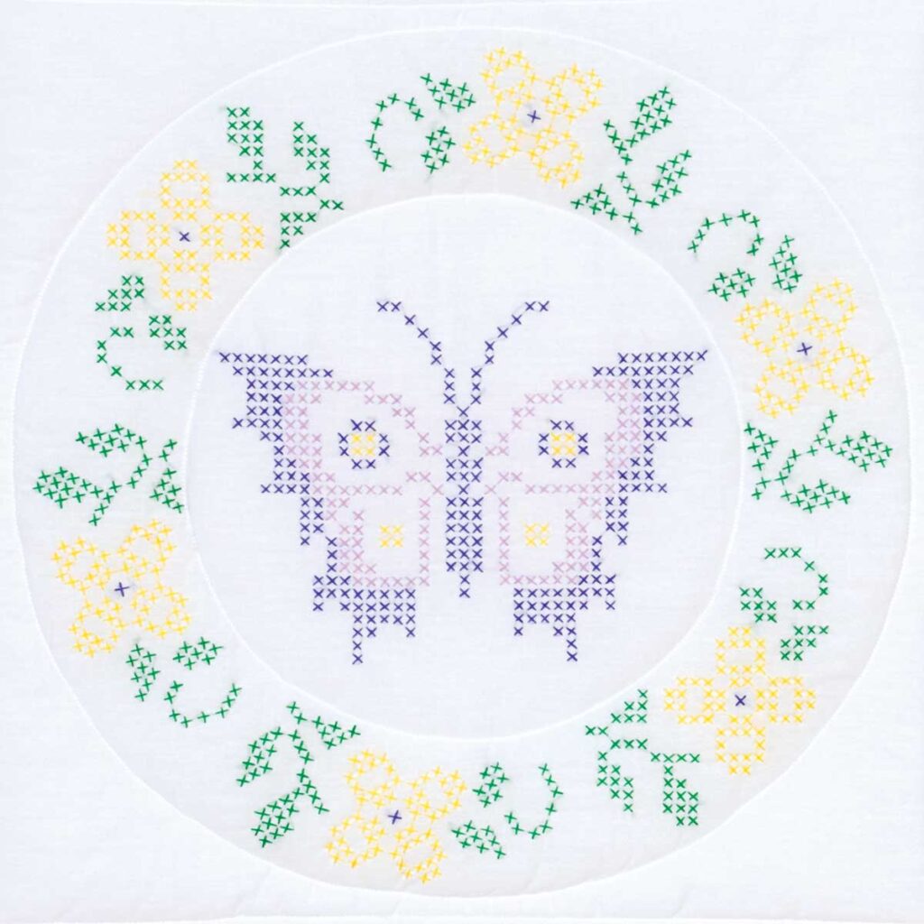 Cross-Stitch Butterfly 18″ Quilt Blocks - Jack Dempsey Needle Art