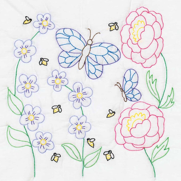 Flowers & Butterflies Perle Edge Pillowcases - Jack Dempsey Needle Art