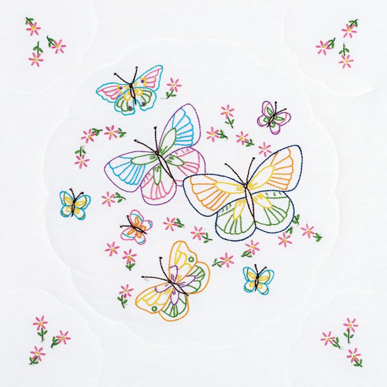 Fluttering Butterflies 18" Quilt Blocks - Jack Dempsey Needle Art