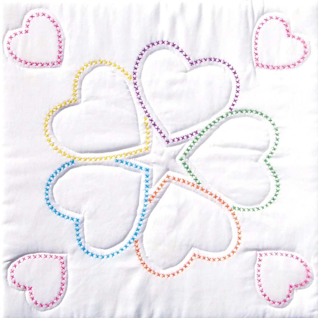 Five XX Hearts 18" Quilt Blocks - Jack Dempsey Needle Art