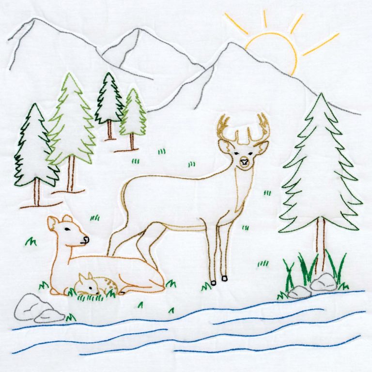 Deer 18″ Quilt Blocks - Jack Dempsey Needle Art